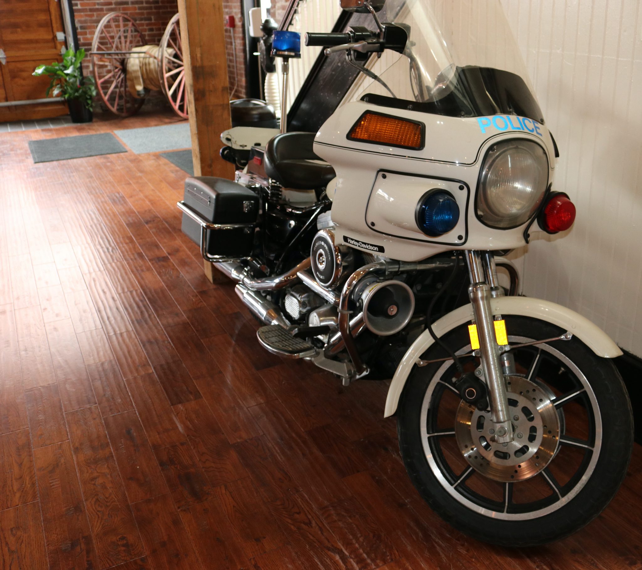 Vintage Harley-Davidson Police Model On Display At Brewery In City ...