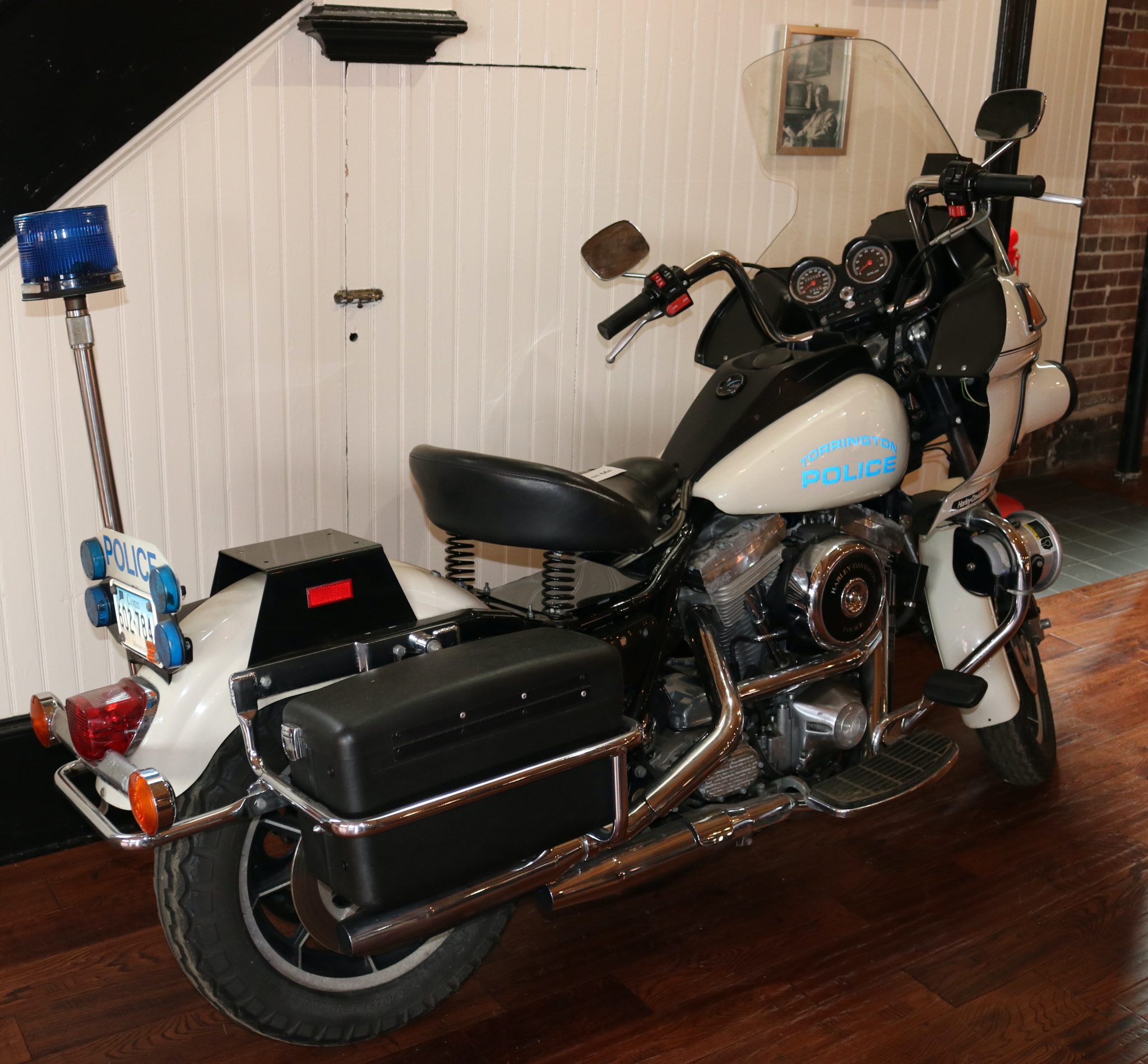 Vintage Harley-Davidson Police Model On Display At Brewery In City ...