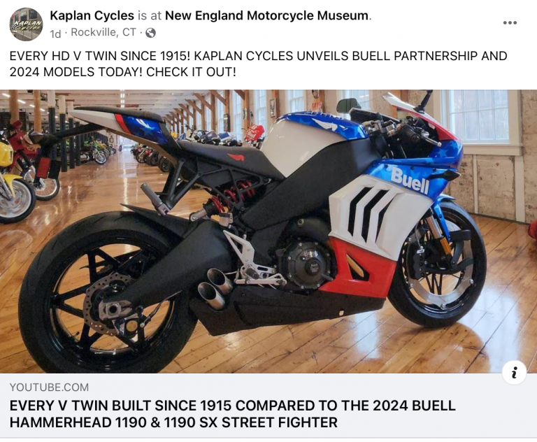 Kaplan Cycles Touting Tie-In With Buell Motorcycle - Ride CT & Ride New England