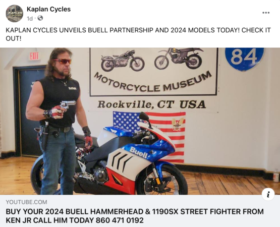 Kaplan Cycles Touting Tie-In With Buell Motorcycle - Ride CT & Ride New ...
